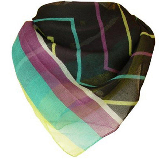 Yellow/Teal/Purple Fun Sheer Multicolored Striped Chevron Design Scarf ...